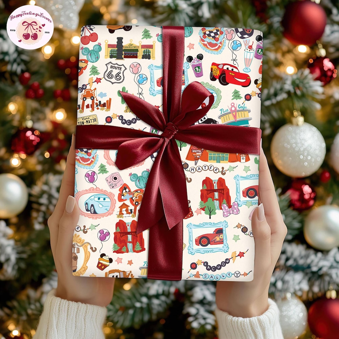 Personalized Disneyland Cars Movie Wrapping Paper,retro Disneyland Boy ...