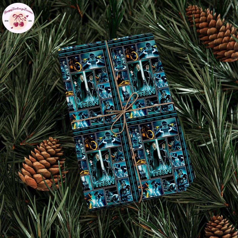 Tron Ares Legacy Movie Wrapping Paper Gifts, Tron Flynns Arcade Family ...