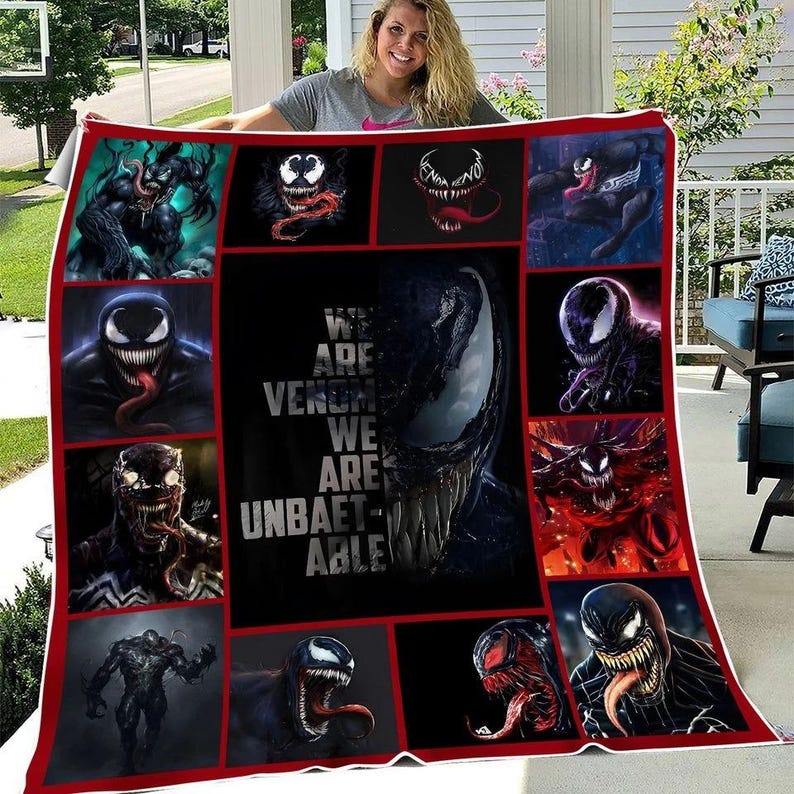 Venom Symbol Superhero Movie Fleece Blanket, Spiderman Throw Blanket ...