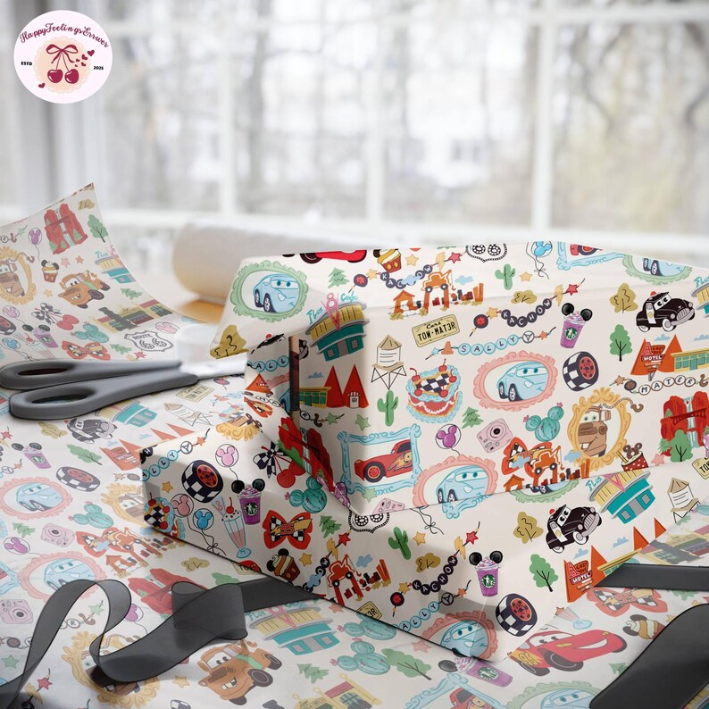 Personalized Disneyland Cars Movie Wrapping Paper,retro Disneyland Boy ...