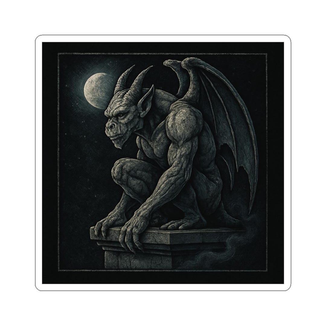 Gothic Gargoyle Sticker: Dark Art Laptop Decal, Halloween Decor - Etsy ...