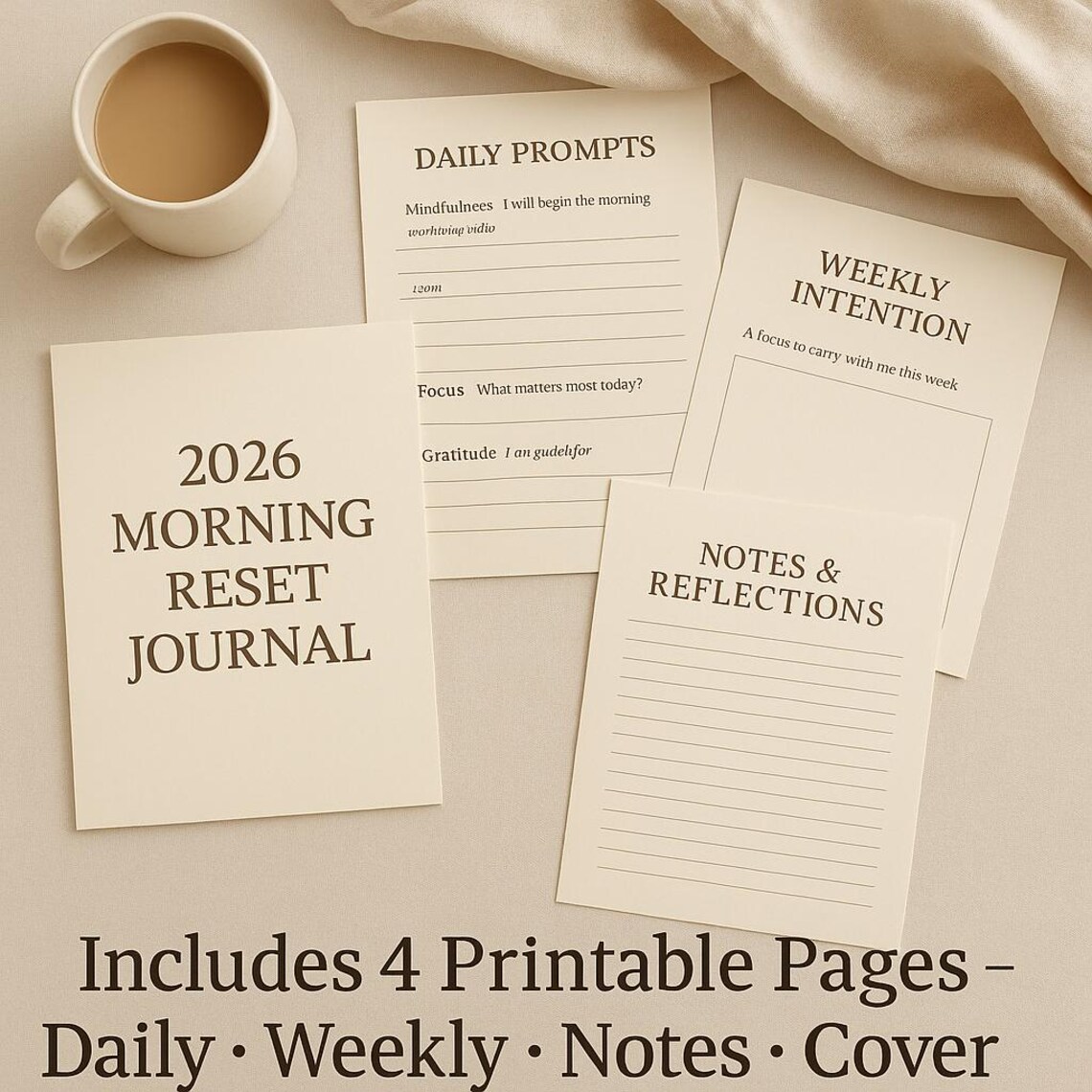 2026 Morning Reset Journal | Printable Daily, Weekly & Notes Pages ...