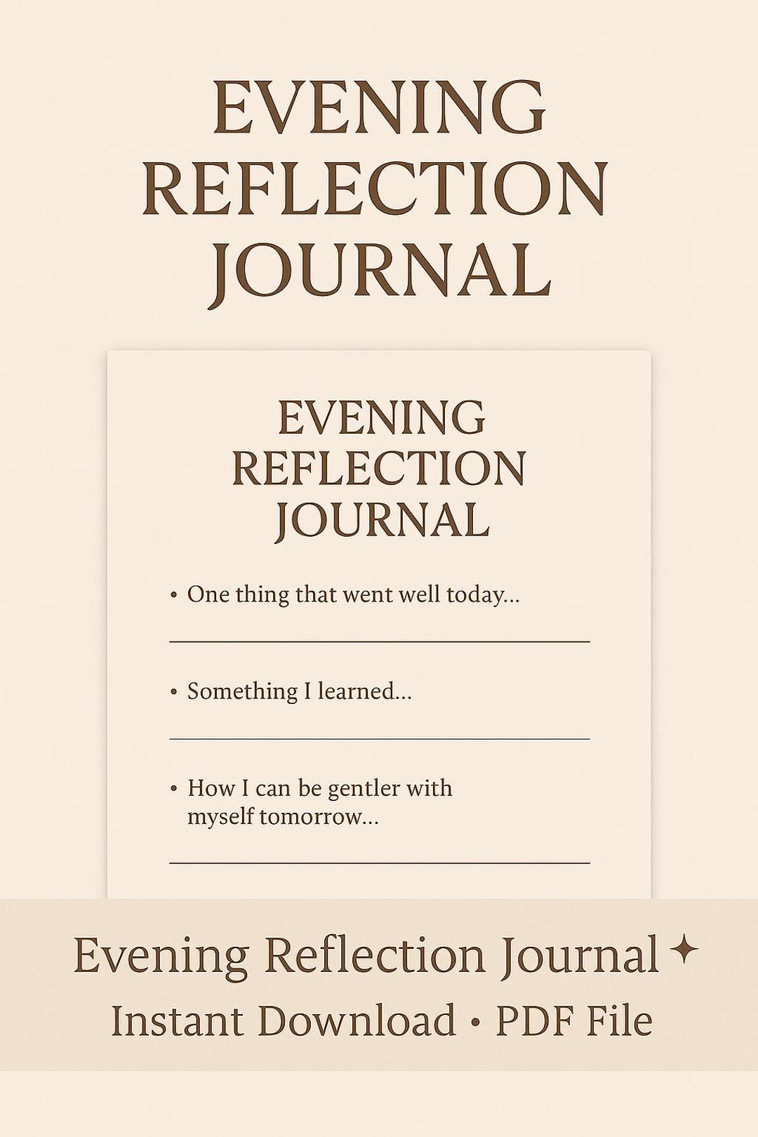 Evening Reflection Journal: Printable Gratitude & Mood Log (PDF ...