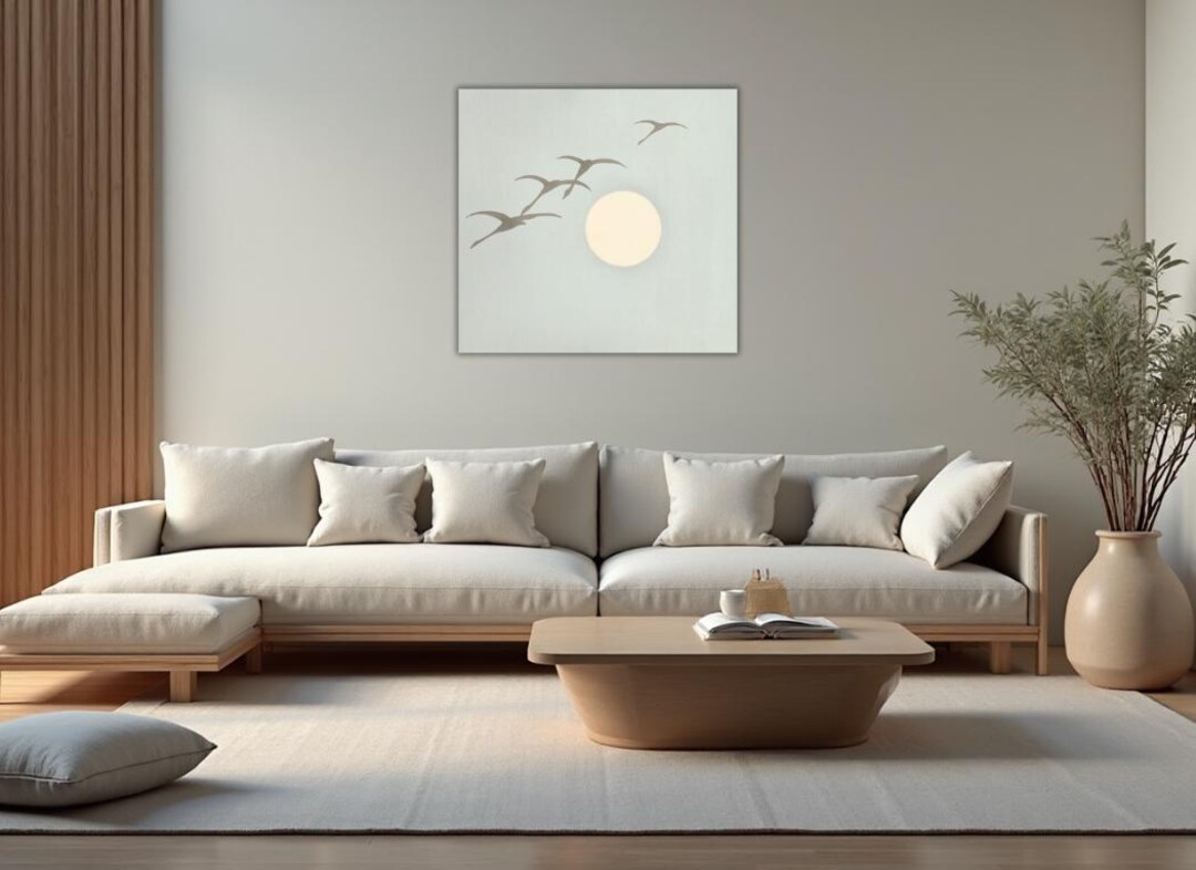 Extra Large Minimalist Moon Art Print | Japandi Zen Wall Art | Wabi ...
