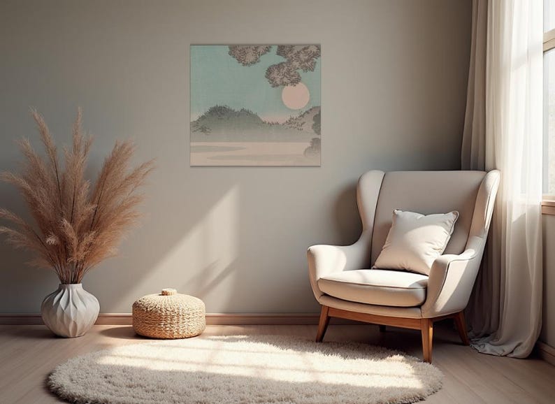 Japandi Sage Green Moon Canvas: Large Square Canvas Wall Art - Etsy Canada