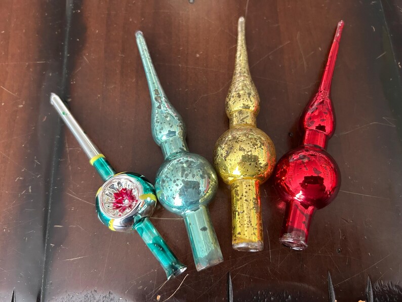 Vintage Mercury Glass Christmas Tree Topper - Mid Century Handblown ...