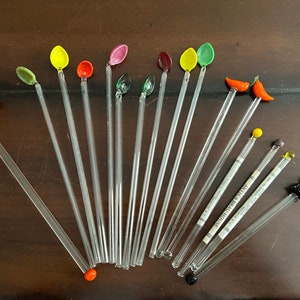Vintage Glass Swizzle Stick Spoon Straw Collection Retro Bar Glamour ...