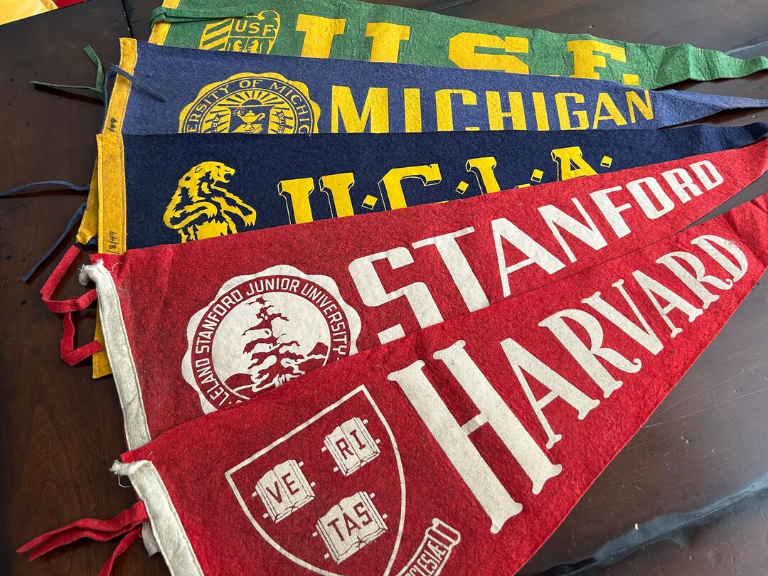 Vintage College Pennants 1949 Harvard Stanford Michigan UCLA USF Ivy ...