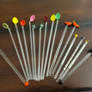 Vintage Glass Swizzle Stick Spoon Straw Collection Retro Bar Glamour ...