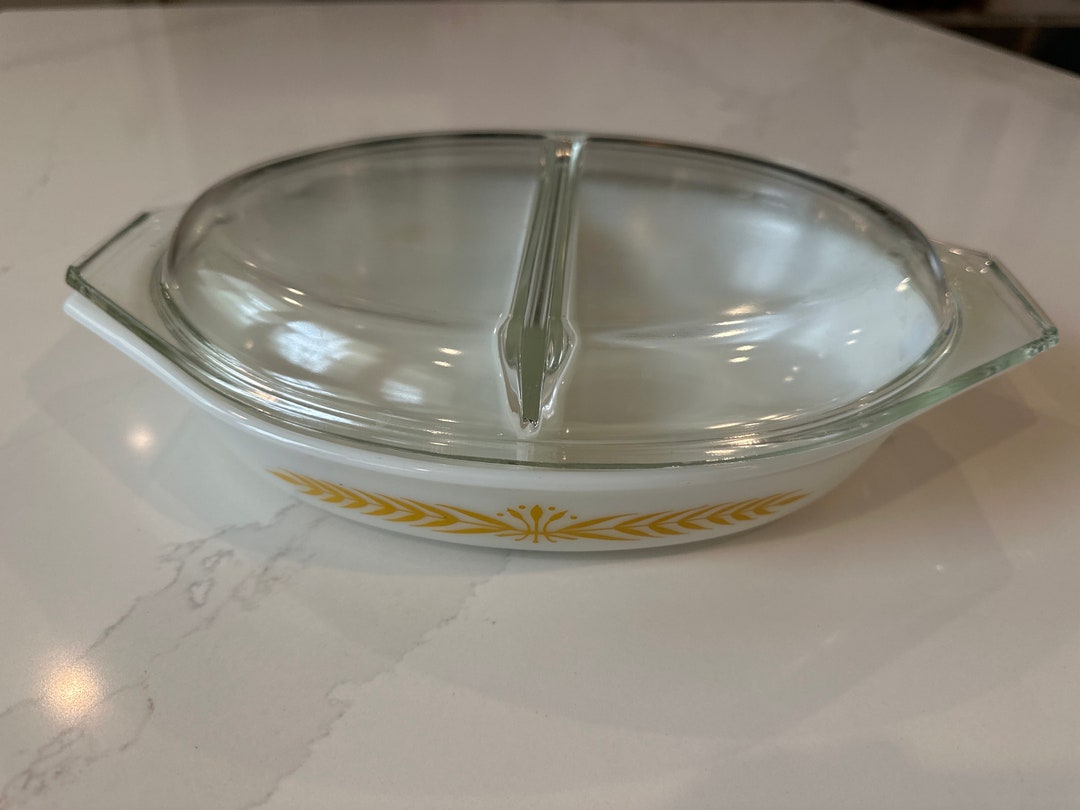Vintage Pyrex Divided Dish - Vintage Pyrex Royal Wheat Divided ...