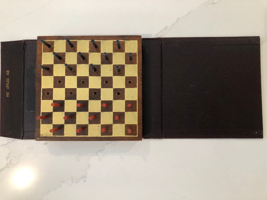Vintage and Collectible Set of Wood Checkers by Drueke Checker Box in ...