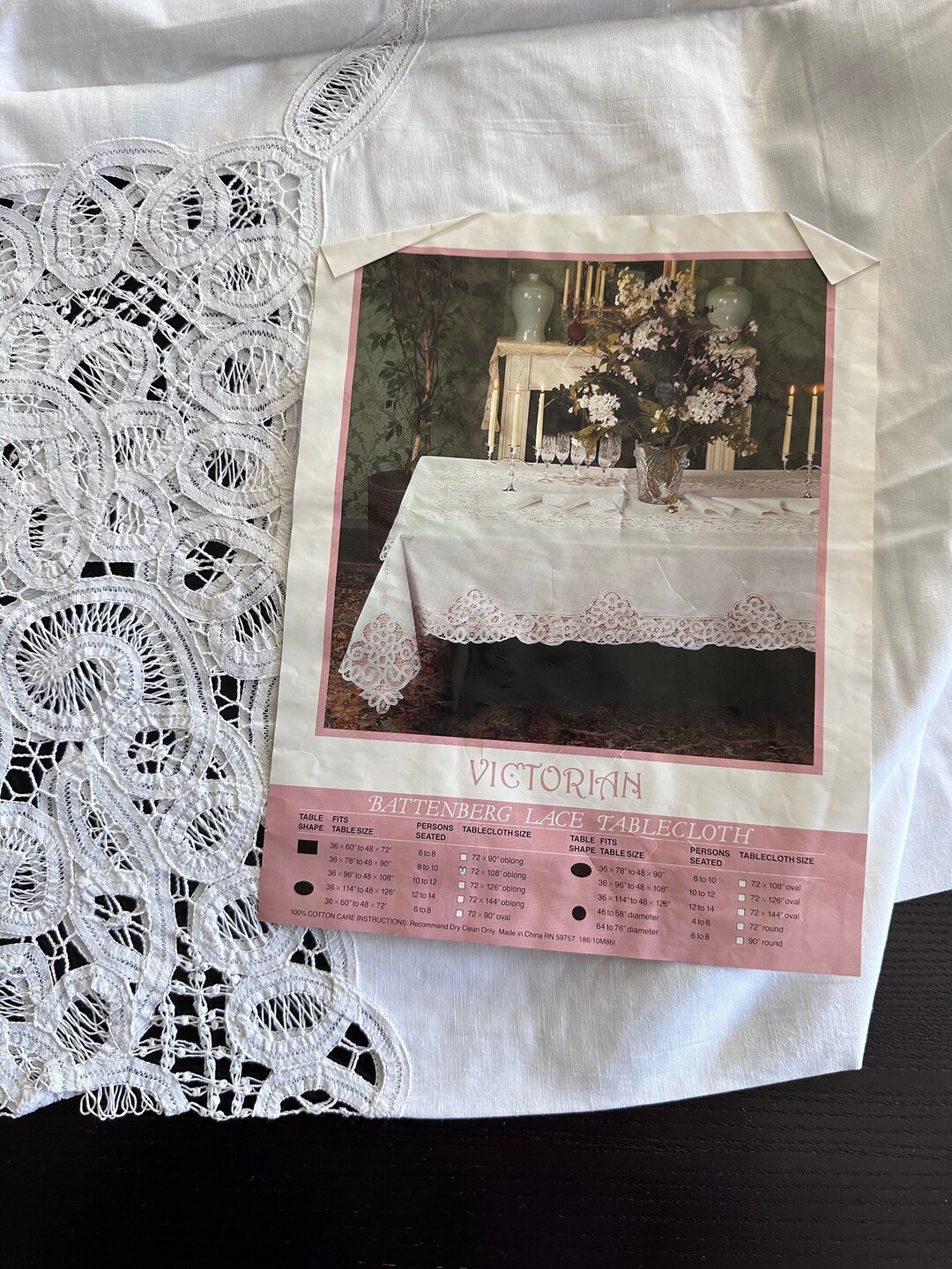 New Old Stock Victorian Battenberg Lace Tablecloth 72 X 108" Oblong ...