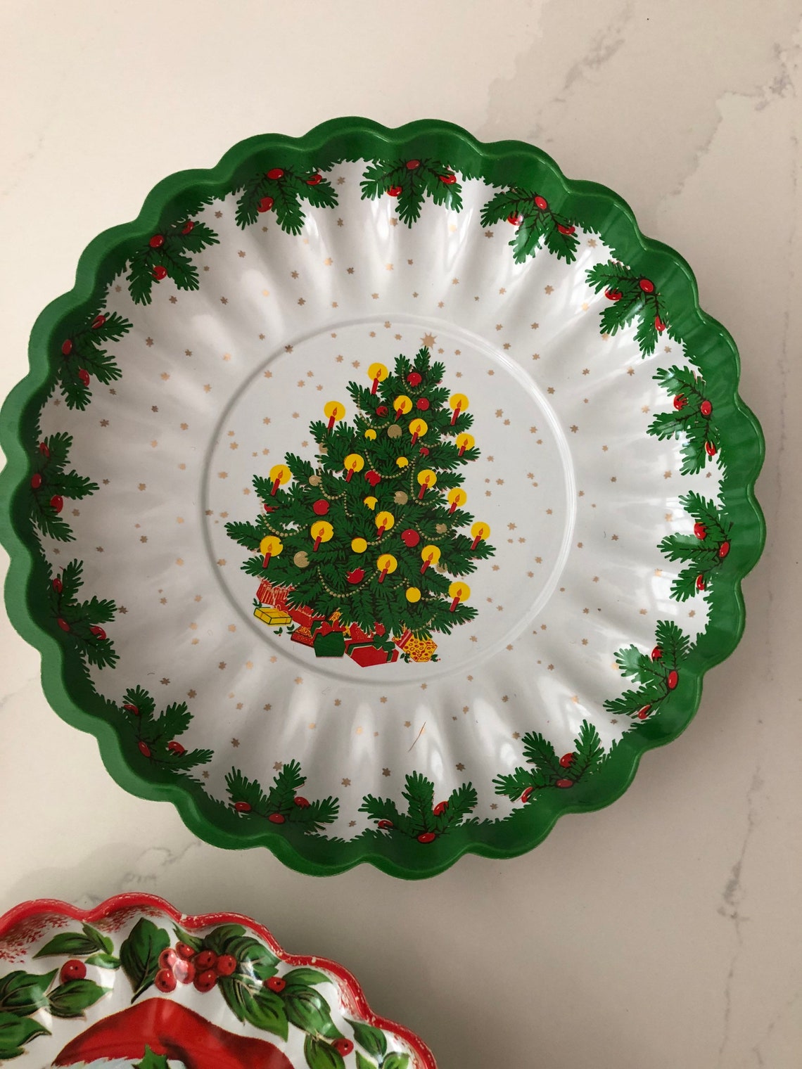 Set of 3 Vintage Plastic Christmas Themed Serving Trays Daintie Trays ...