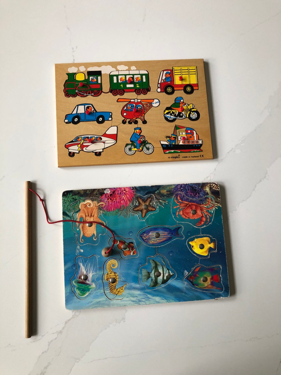 Vintage and Collectible Wood Puzzle and Puzzle Fish Game With Magnet ...
