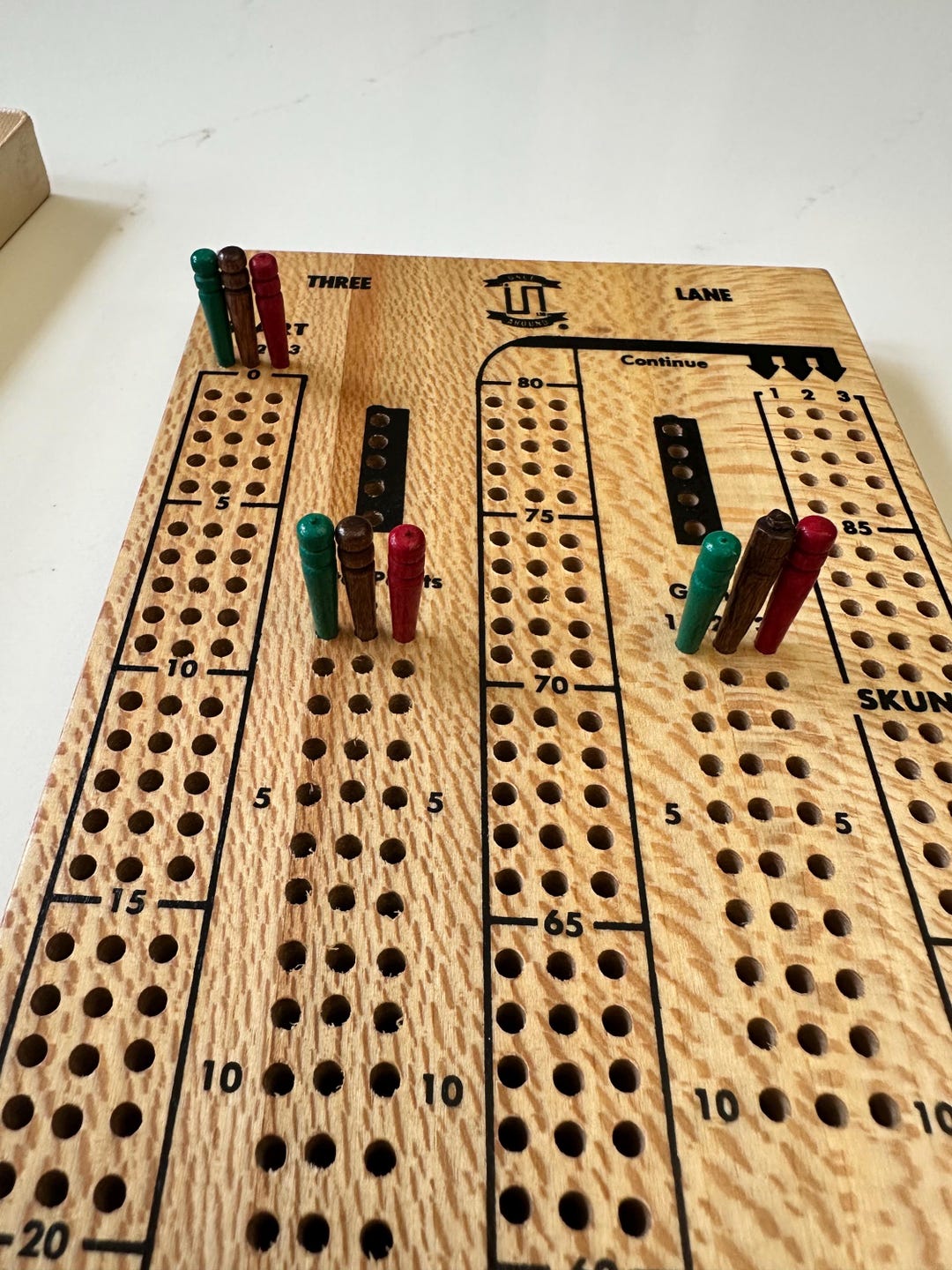 Cribbage Game - Vintage Wood Cribbage Game by Pleasantine - Three Lane ...