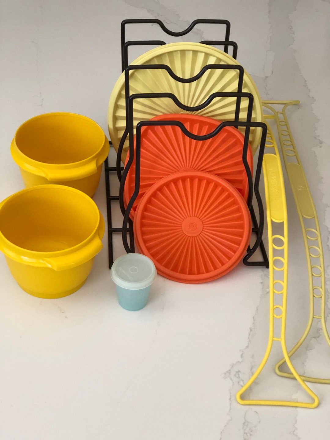 Vintage and Collectible Tupperware Various Pieces Including 3 Lids, 2 ...