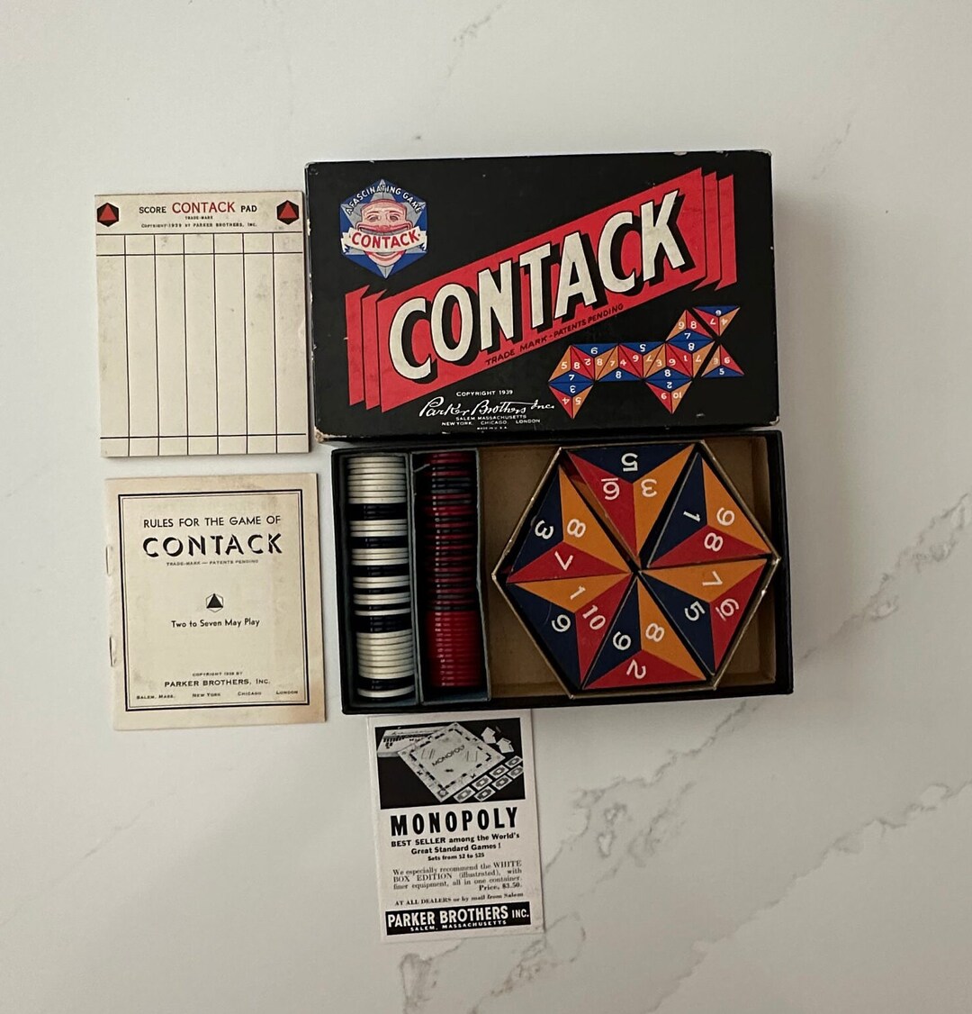 Vintage and Collectible Contack Game by Parker Brothers, 1939 - Etsy