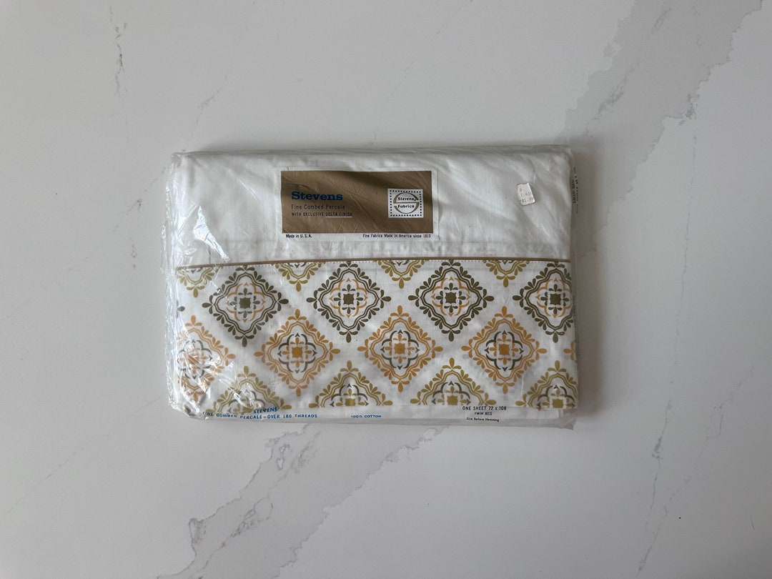Vintage New Old Stock Stevens Finen Combed Percale Twin Bed Flat Sheet ...