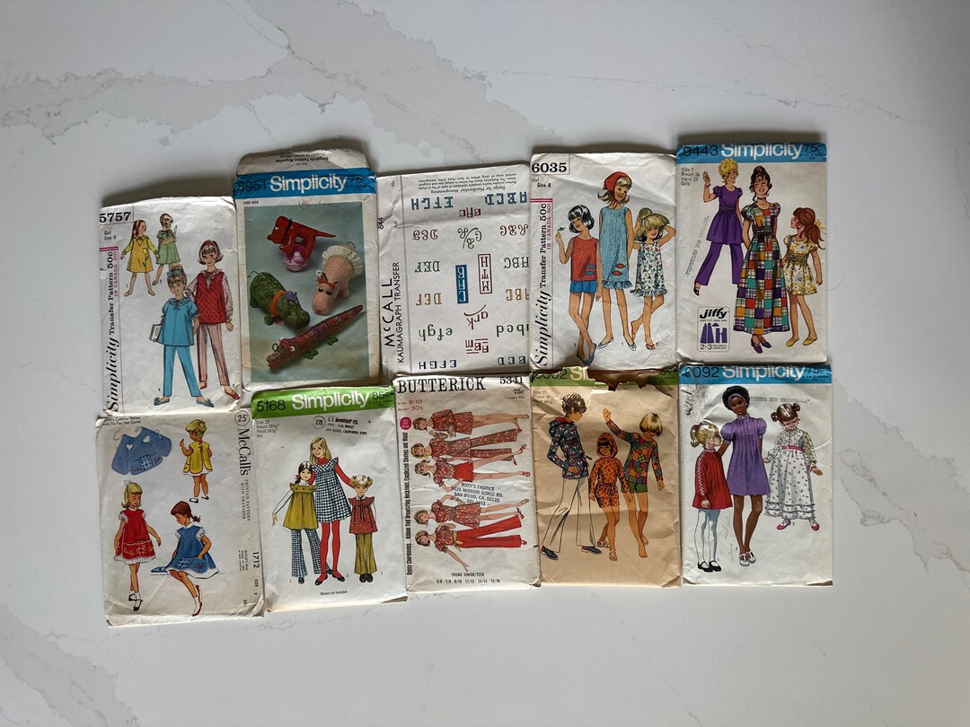 Vintage Set of 10 Patterns for Girl Size 7 Through 10, Including ...