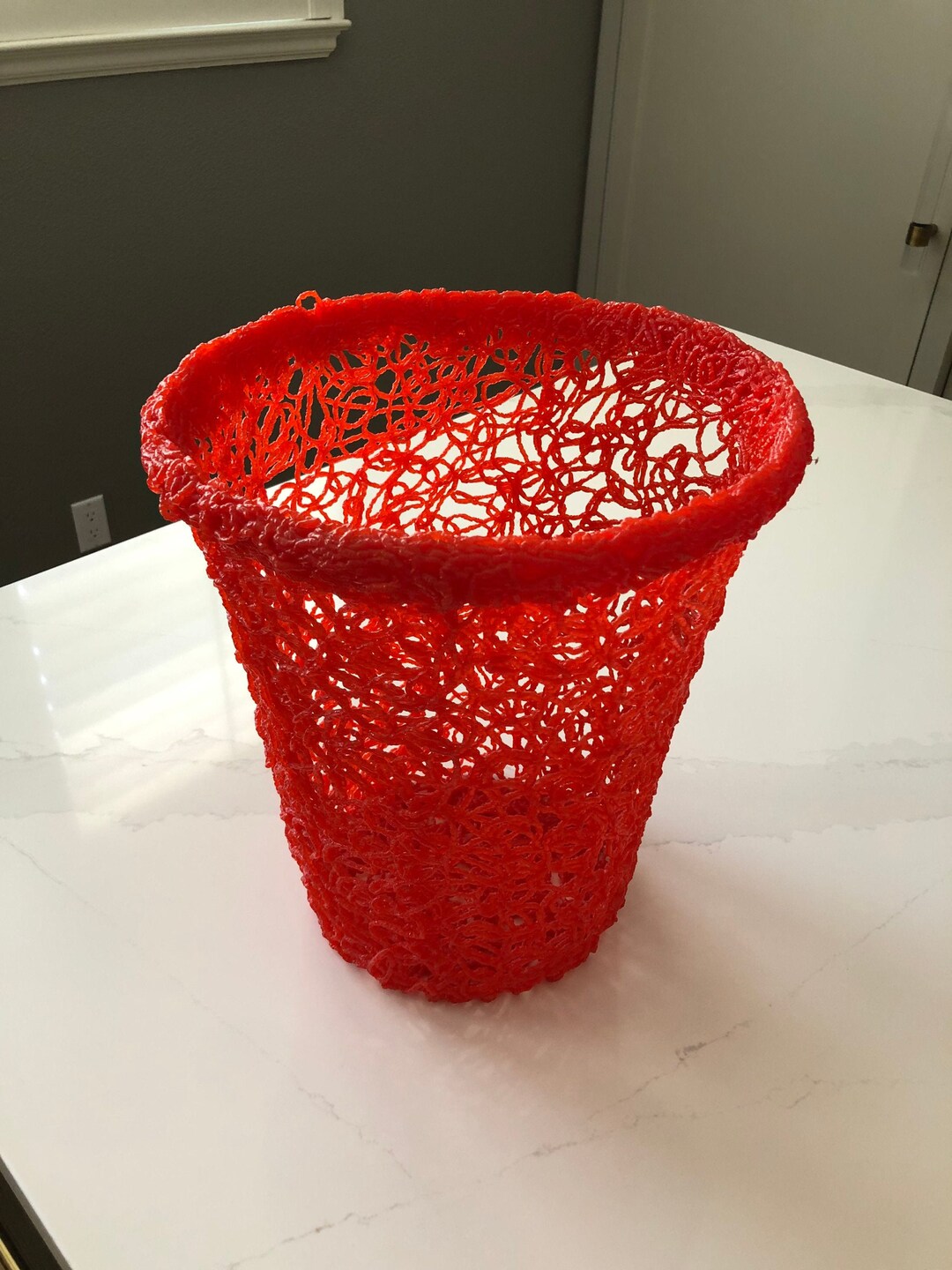 Vintage and Collectible Red Spaghetti Trash Can Vintage Trash Container ...