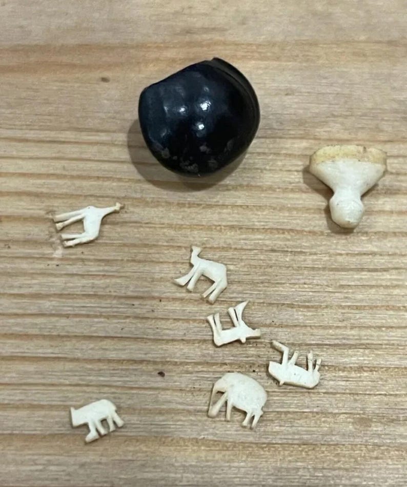 Rare Lucky Elephant Seed Bean 6 Tiny Carved Elephants Inside 1970's ...