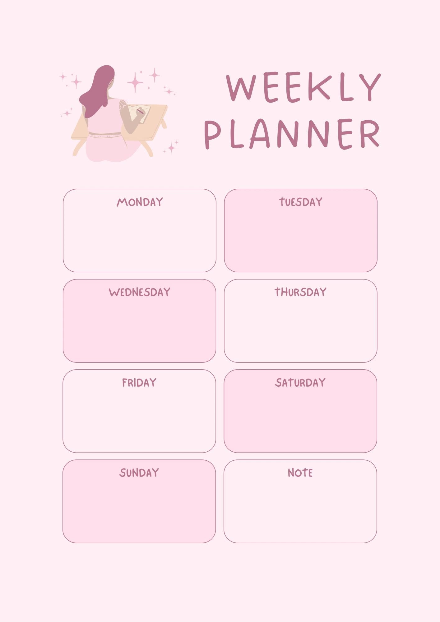 Pink Planner, Monthly Weekly Daily Layouts (digital Download) - Etsy