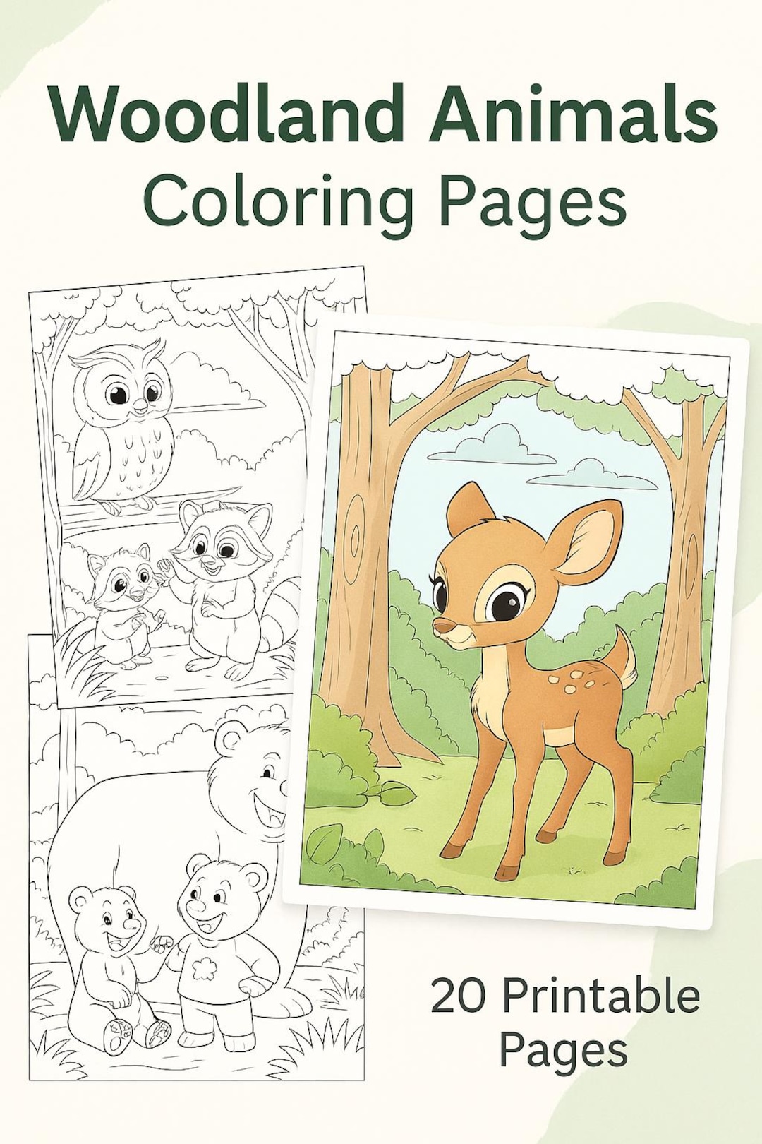Woodland Animals Coloring Pages for Kids | 20 Printable Pages | Forest ...