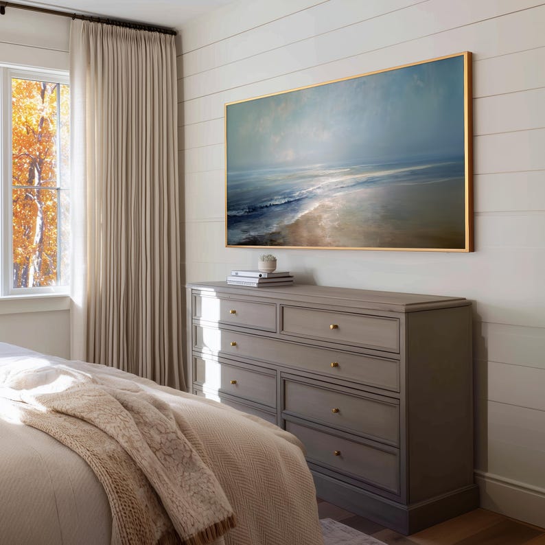 Coastal Samsung FRAME TV Art, Calm Beach Painting, Ocean Screensaver ...