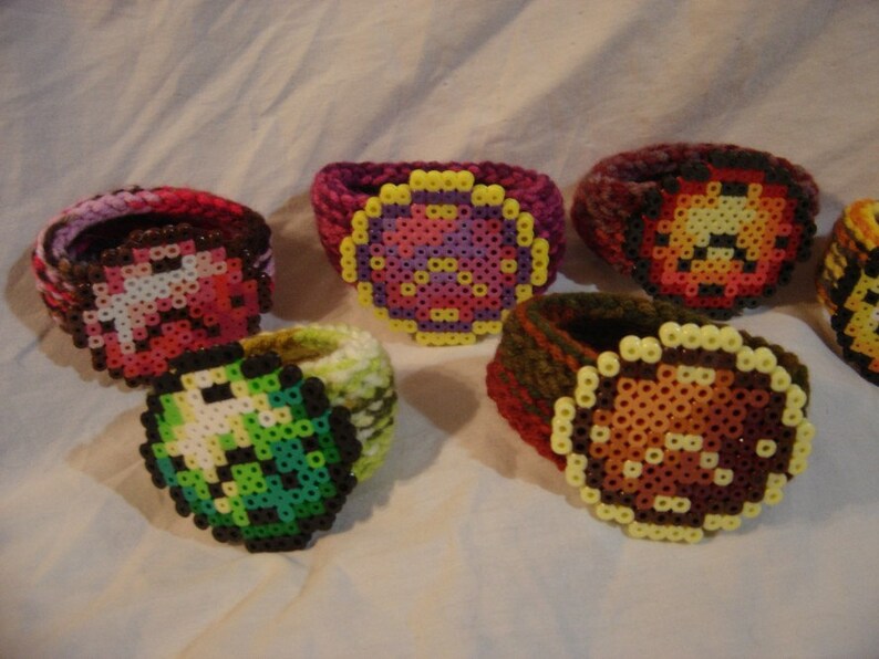 Retro Pixel Art Crochet Bracelets Cuffs. Perler Art Watches - Etsy