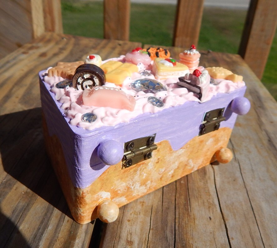Small Suitcase Decoden Box Kawaii Cake Box Jewelry Trinket Box Purple ...