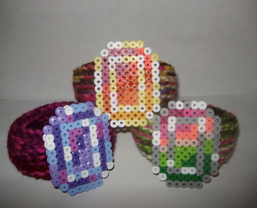 Crocheted Retro Pixel Art Cuff Bracelets. Perler Bead Jewelry. - Etsy