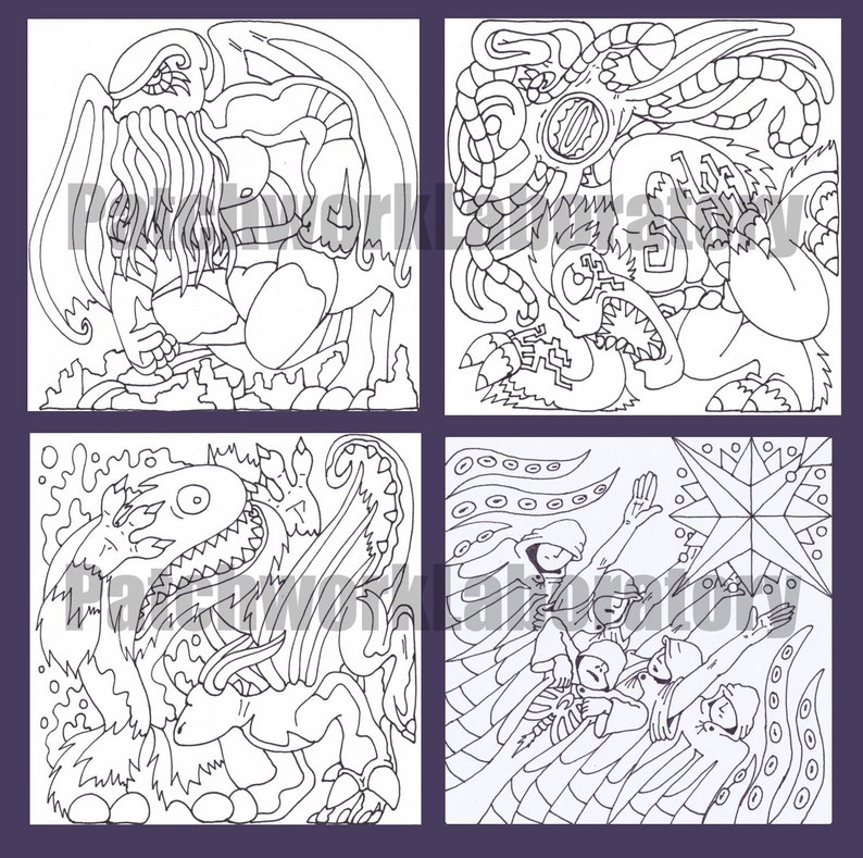 Lovecraft Themed Coloring Book for Adults Original Artwork - Etsy