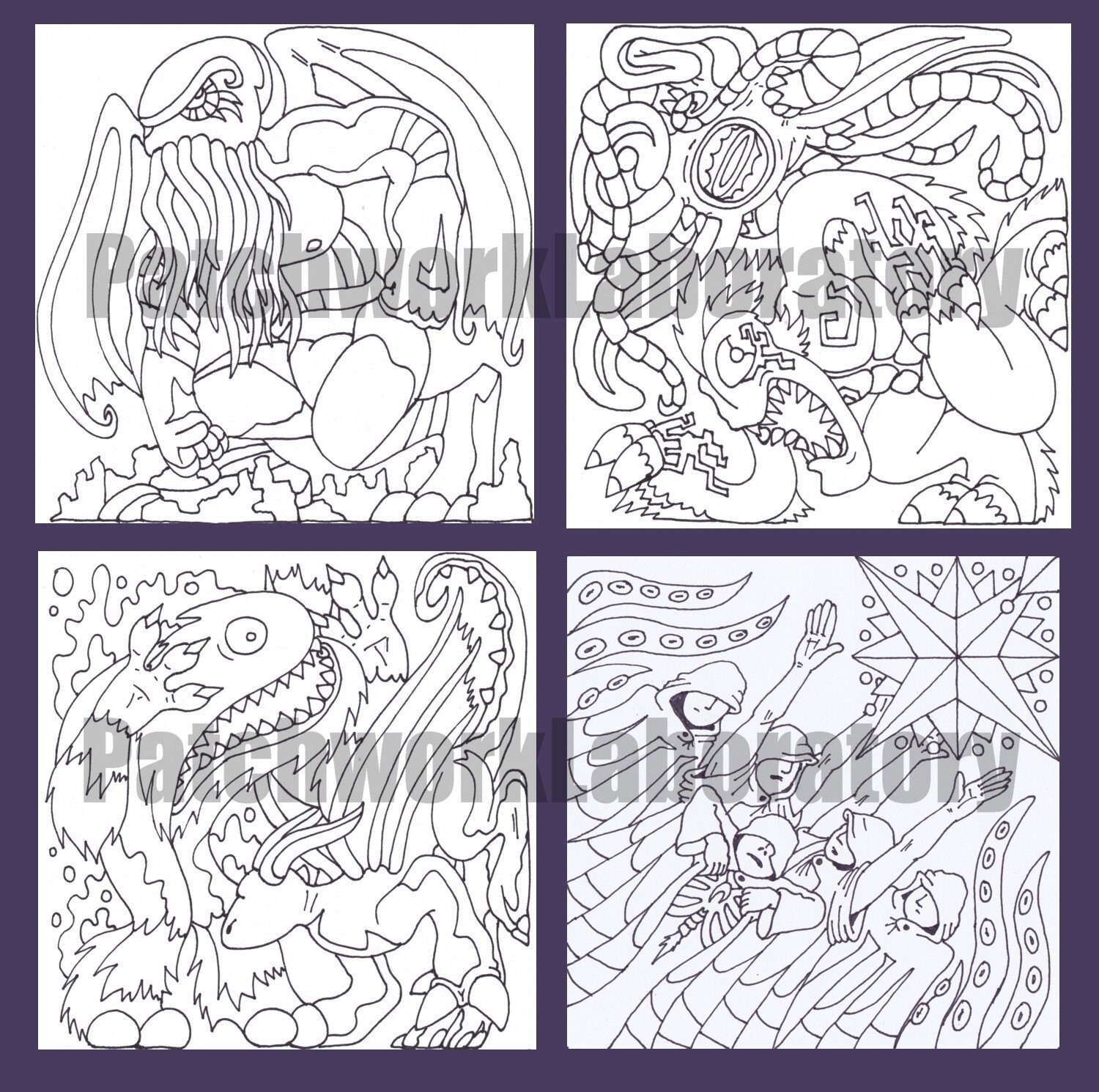 Lovecraft Themed Coloring Book for Adults Original Artwork - Etsy