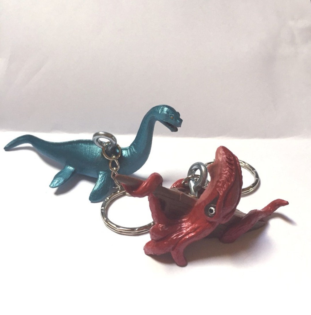 Kraken or Nessie Keychain Upcycled Toy Cryptozoology Keychain - Etsy
