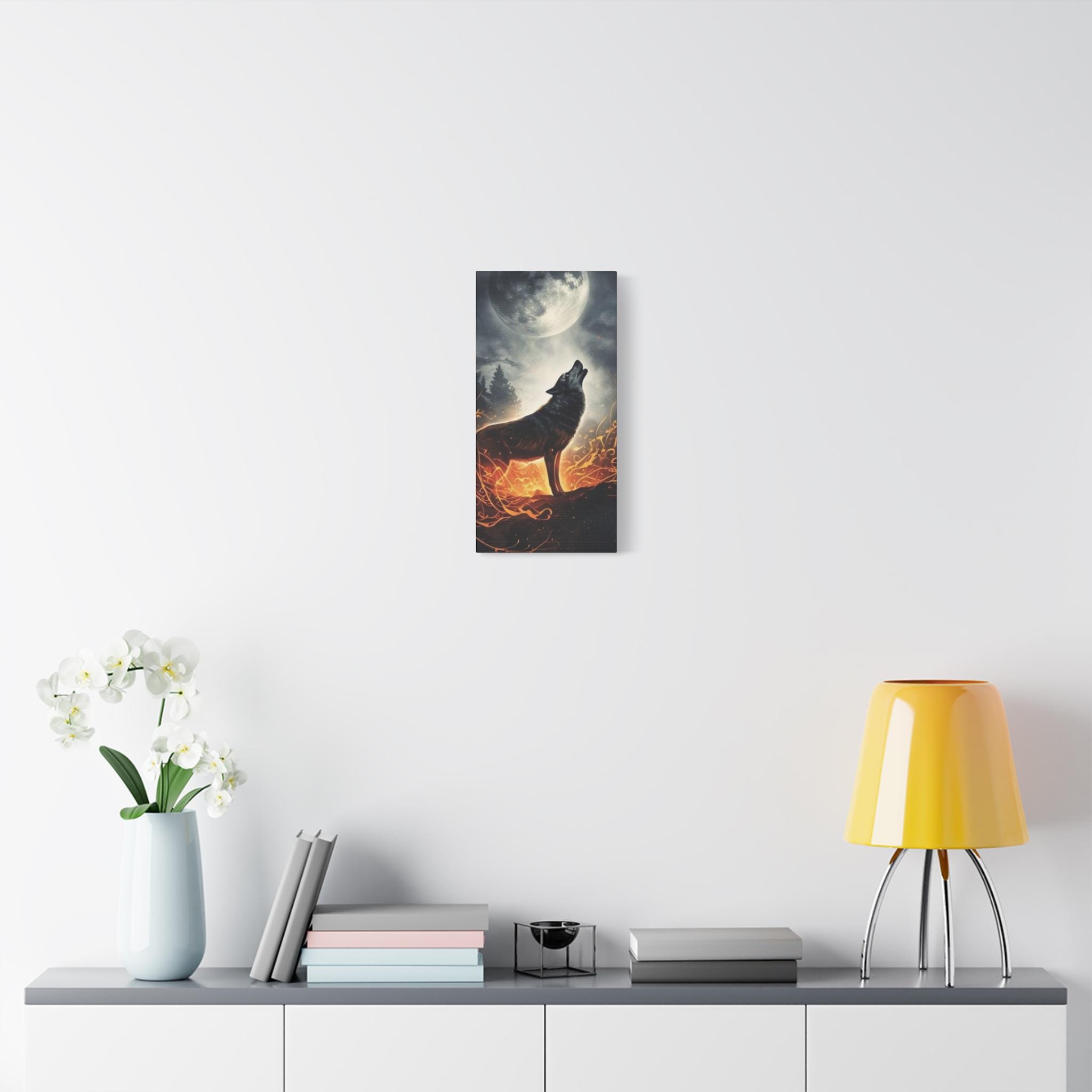 Howling Wolf Full Moon Matte Canvas - Etsy