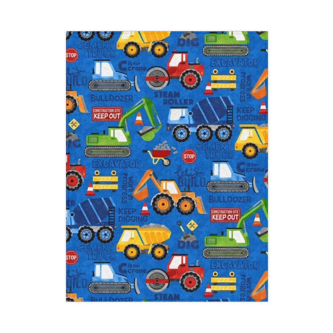 Blue Construction Trucks Toddler Blanket - Etsy