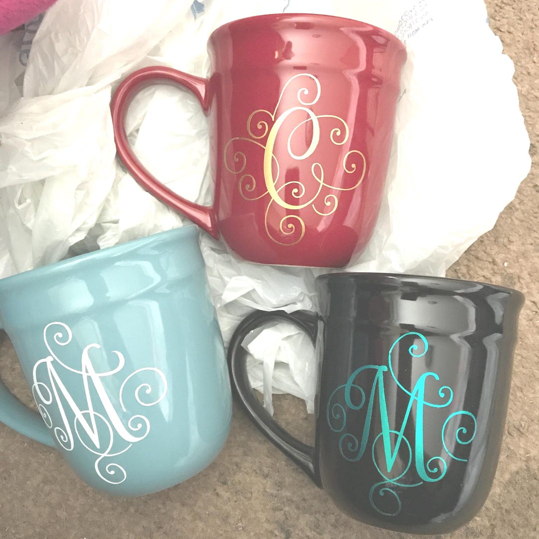 Flourish Single Initial Monogram Decal - Vinyl Sticker Label ...