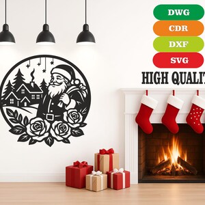 Santa Laser Cut File: Christmas Wall Decor, CNC Plasma Cut (digital ...