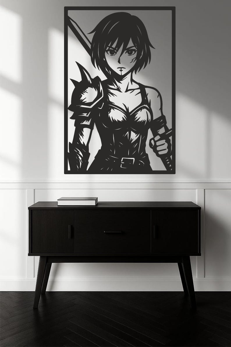 Anime Girl Silhouette Art | Manga Warrior Woman SVG Cut File (digital ...
