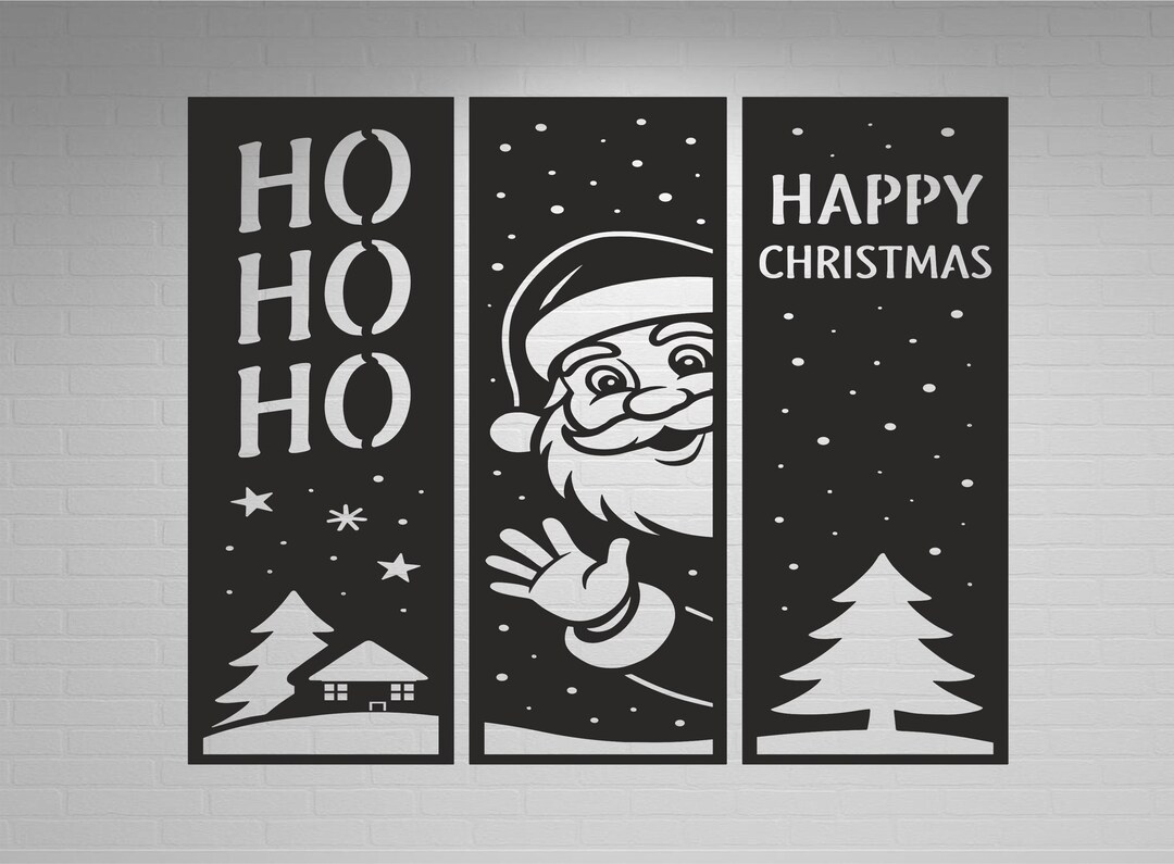 Santa Claus Triple Panel SVG | Laser Cut Christmas Wall Art (digital ...