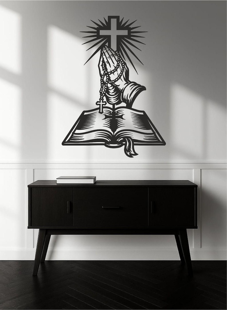 Praying Hands Bible Cross Vector Design, Laser Cutting CNC File (SVG ...