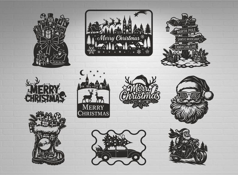 Christmas Designs Bundle | 44 Wall Art Vector Designs, Compatible With ...