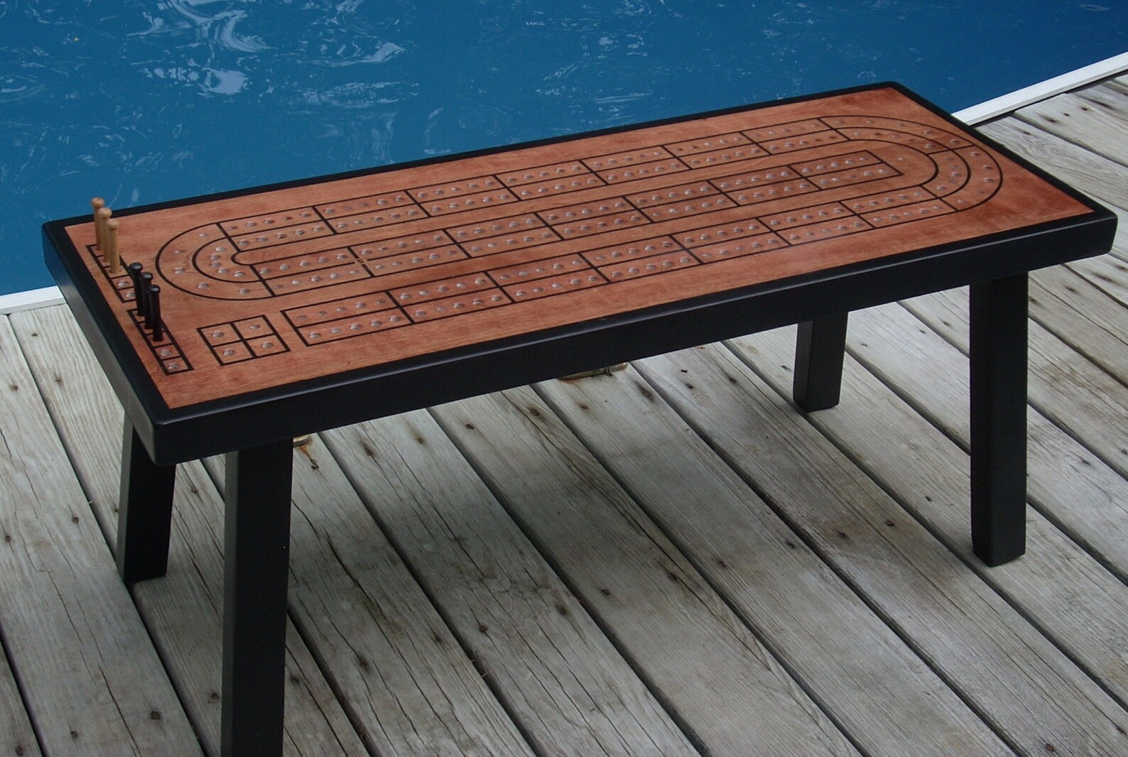 CRIBBAGE TABLE Cribbage Board Red Chestnut Minwax With Black | Etsy