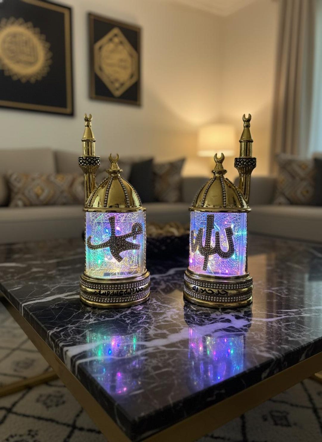 Allah & Muhammad Islamic Figurine | LED Light up Arabic Calligraphy ...