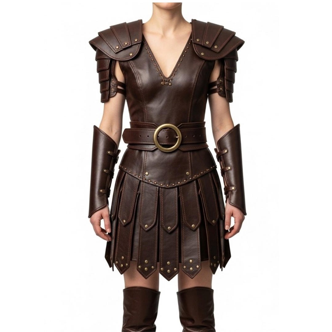 Mythical Shieldmaiden Leather Battle Dress - Handmade Roman Warrior ...