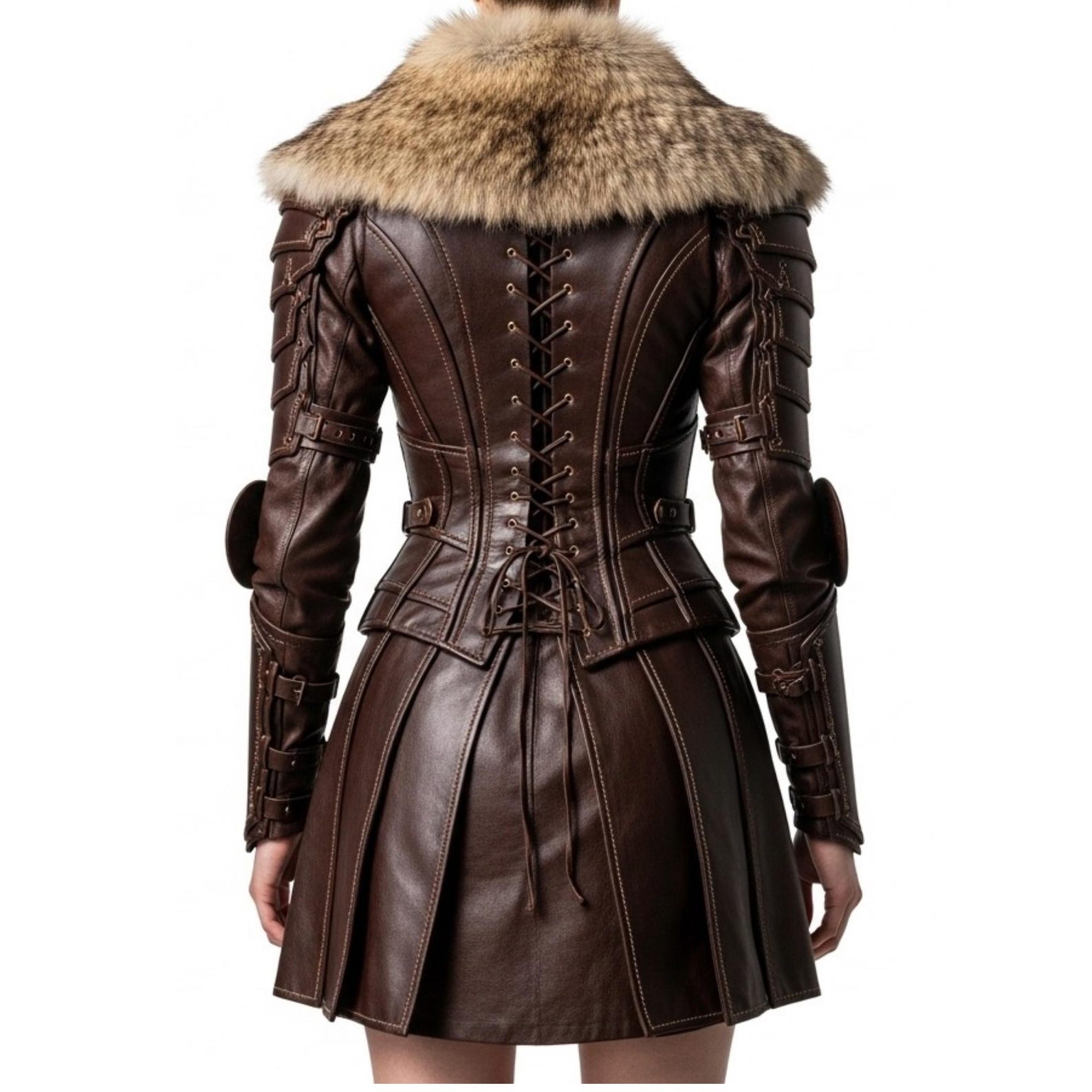 Viking Shieldmaiden Leather Armor Dress - Handmade Gladiator Kilt ...