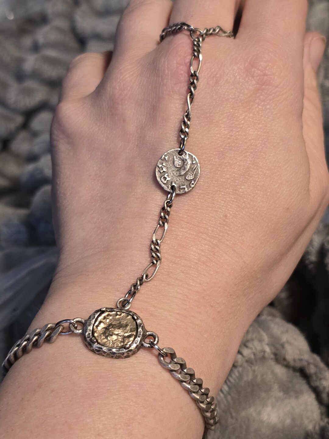 Tat2 Signed Coin Style Chain Bracelet – Mixed Metal, Artisan Jewelry - Etsy