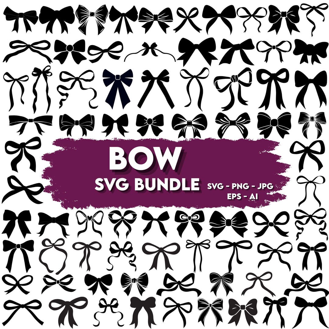 Black Bow Svg Bundle, Ribbon Bow Svg, Coquette Bow Svg, Bow Tie Svg ...