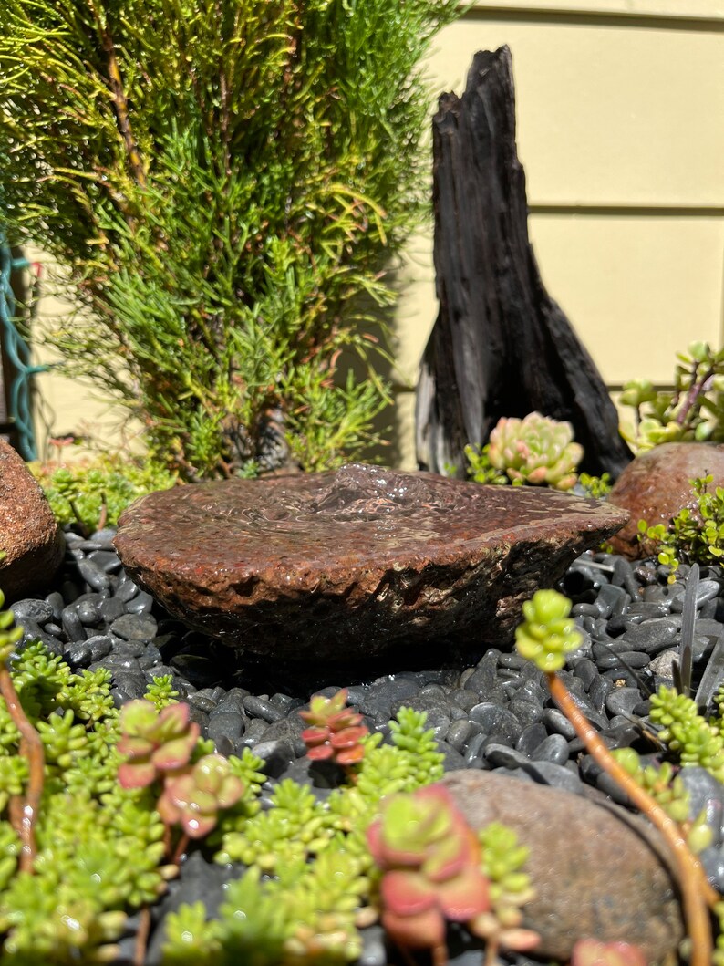 Rock Water Fountain Bird Bath Fountain Rock Garden - Etsy