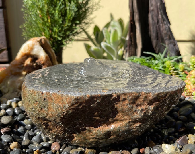 Rock Water Fountain Bird Bath Garden Décor Handmade Garden Ornament ...